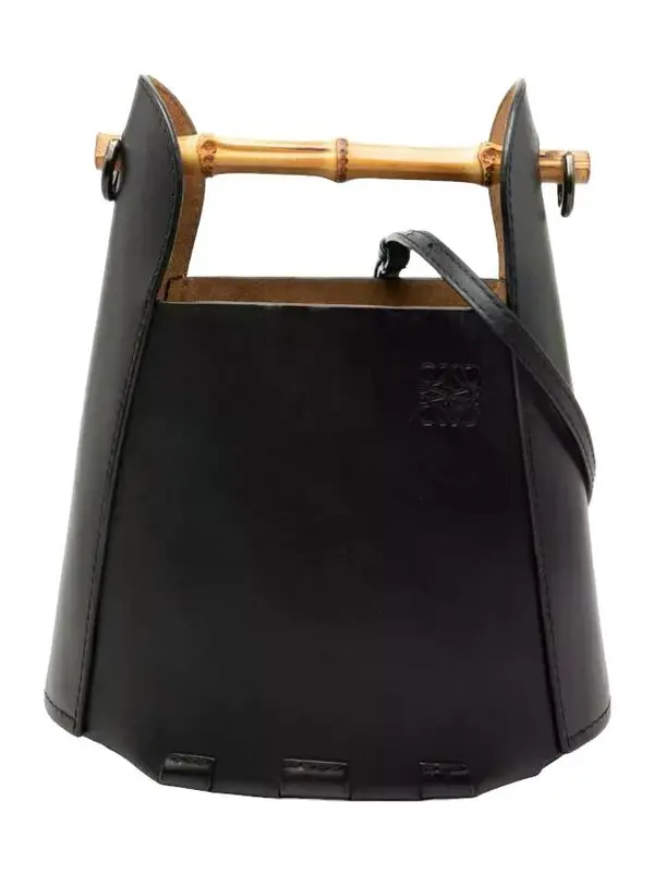 Loewe Calfskin Bamboo Bucket Bag - Black
