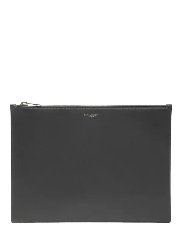 Saint Laurent 2020 Leather Zip Clutch - Black