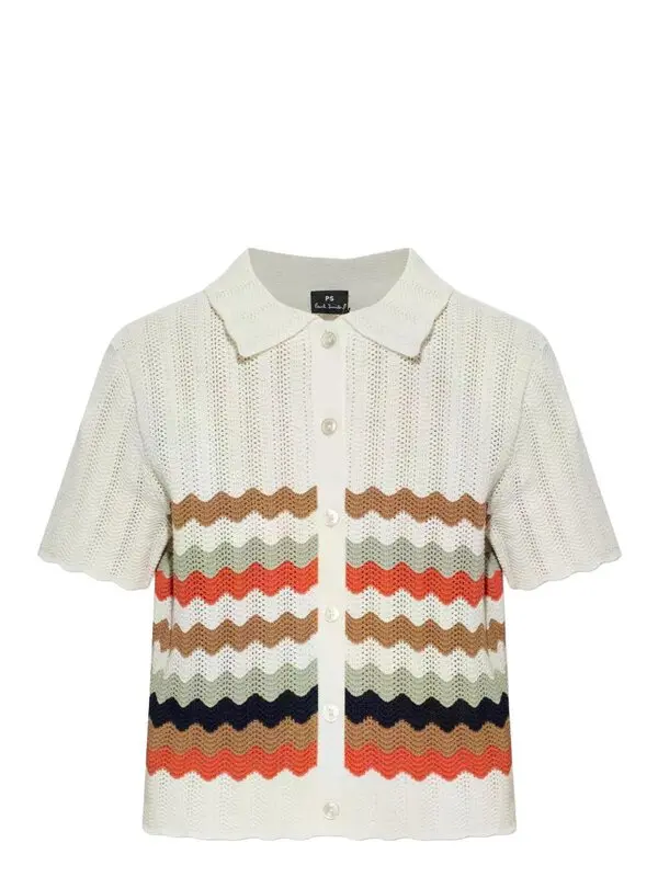 Paul Smith Zigzag-pattern Crochet Knit Shirt - Neutrals