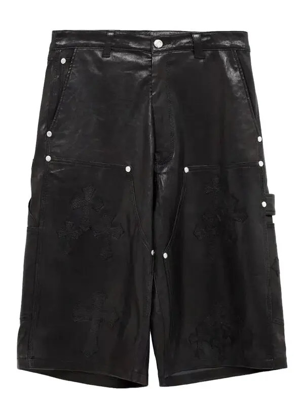 AMAL GUESSOUS Cross-motif Shorts - Black