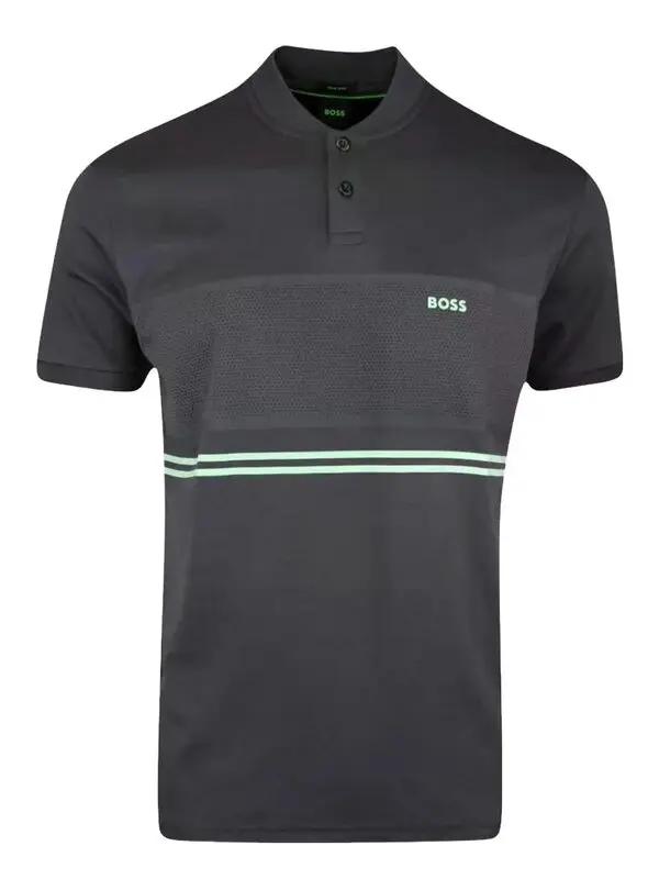 BOSS Collar-striped Polo Shirt - Grey