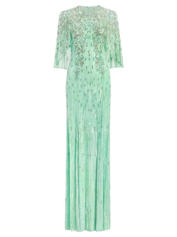 Jenny Packham Astra Sequin-embellished Maxi Dress - Green