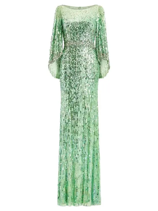 Jenny Packham Ines Sequin-embellished Maxi Dress - Green