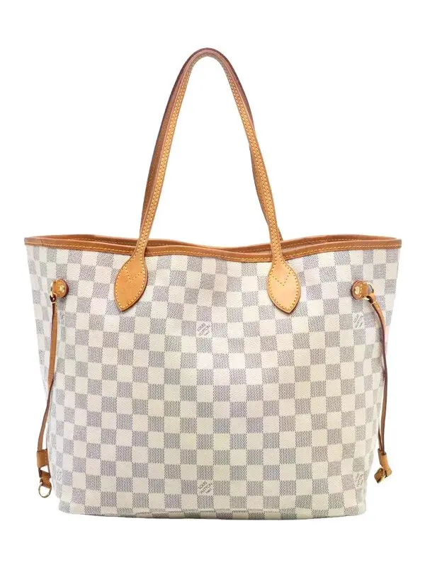 LOUIS VUITTON Damier Azur Neverfull Mm Tote Bag - White