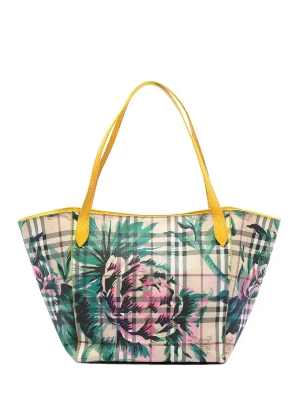 Burberry Haymarket Check Floral Print Canterbury Tote Bag - Brown