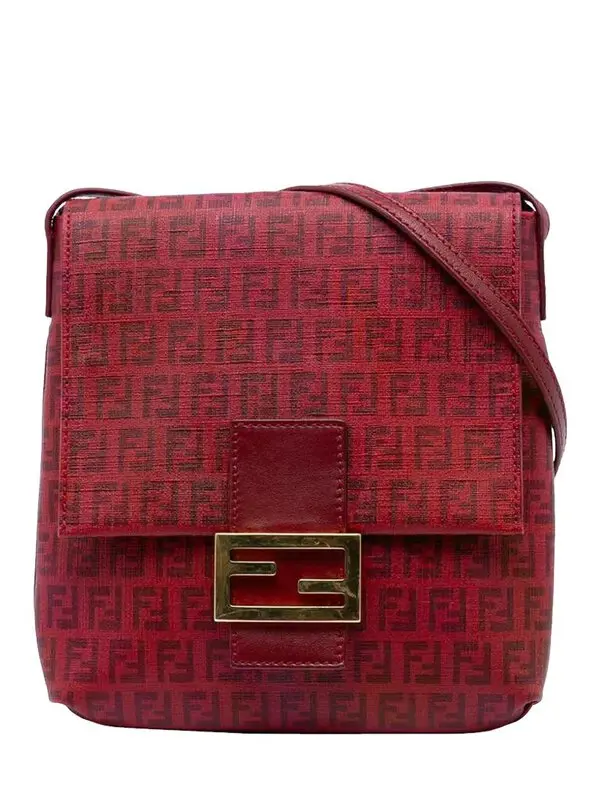 Fendi Zucchino Spalmati Crossbody Bag - Red