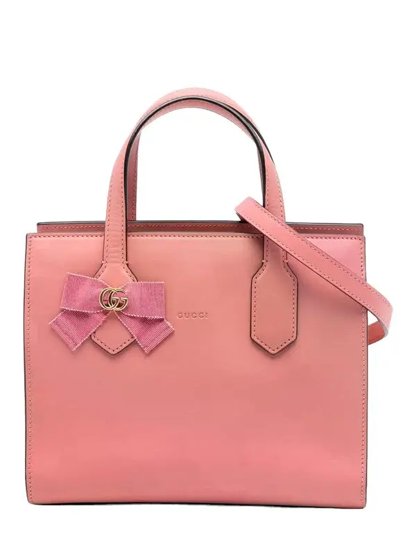 Gucci Gg Ribbon Leather Satchel - Pink
