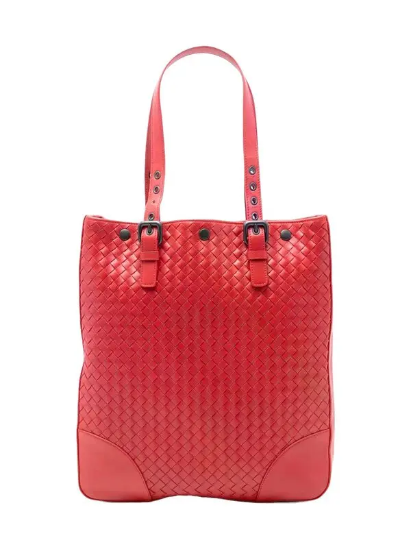 Bottega Veneta Nappa Intrecciato Leather Tote Bag - Red