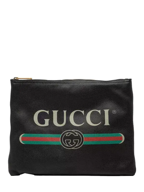 Gucci 2016-2026 Medium Logo Portfolio Clutch - Black