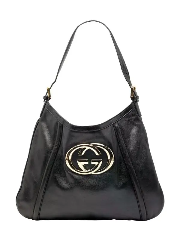 Gucci 2000-2015 Calfskin Interlocking G Britt Shoulder Bag - Black