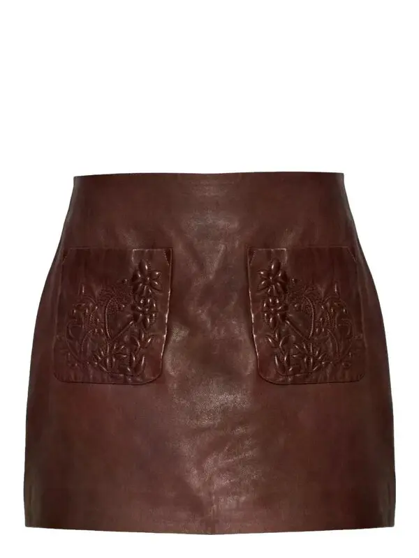 Munthe Bellia Leather Mini Skirt - Brown
