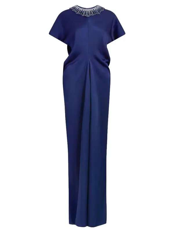 Jenny Packham Novak Embellished-collar Maxi Dress - Blue