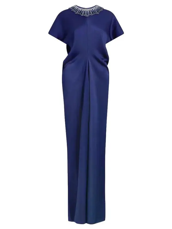 Jenny Packham Novak Embellished-collar Maxi Dress - Blue