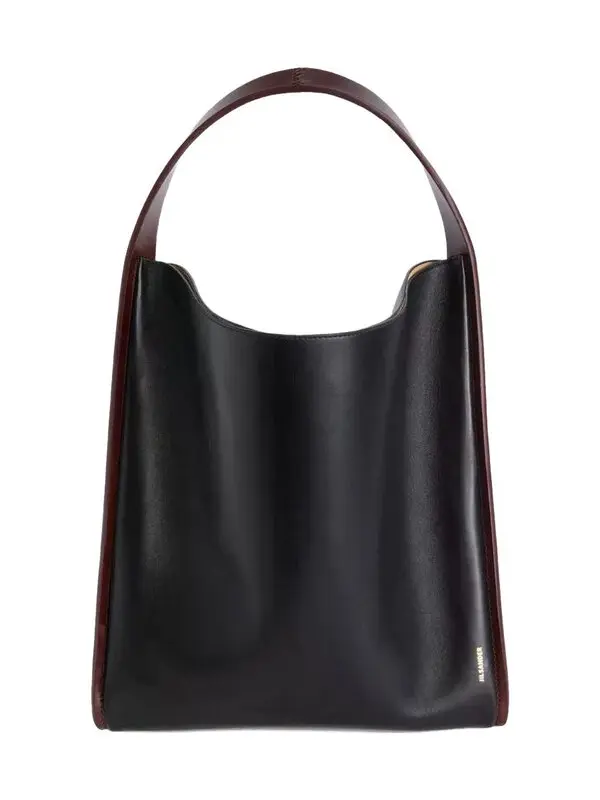 JIL SANDER Pivot Leather Shoulder Bag - Black