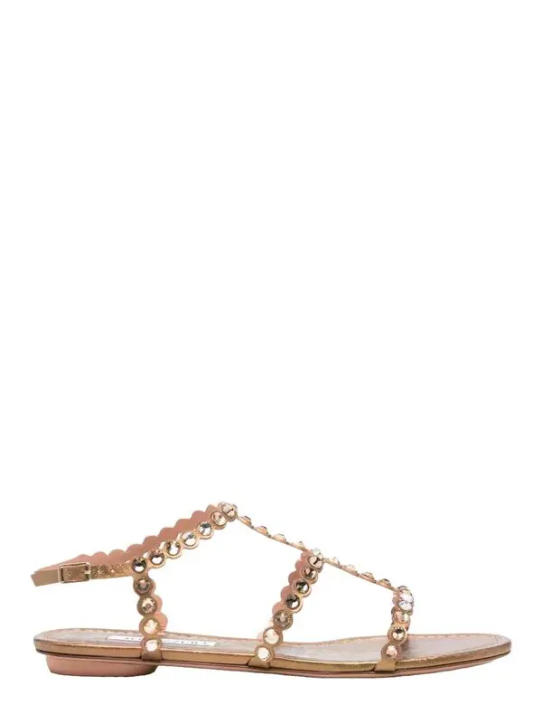 AQUAZZURA Crystal-embellished Leather Sandals - Brown