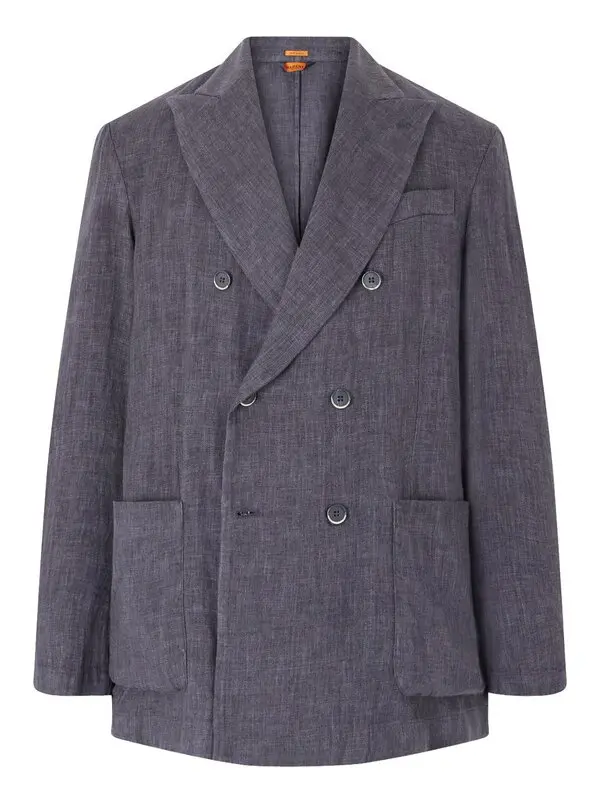 Barena Venezia Unstructured Double-breasted Linen-blend Suit Jacket - Gray