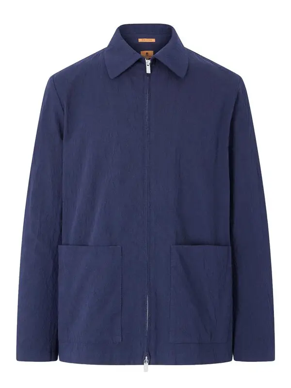 Barena Venezia Crinkled Cotton-blend Overshirt - Blue