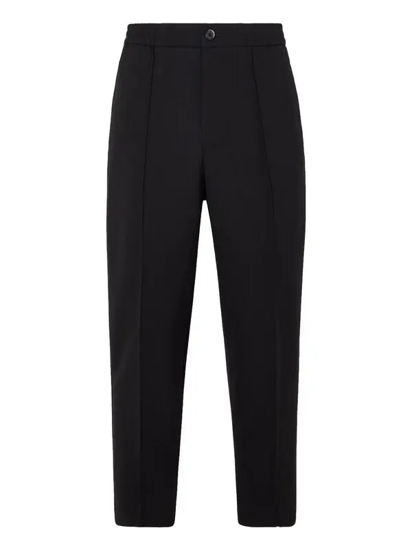 Barena Venezia Ameo Straight-leg Wool-hopsack Trousers - Black