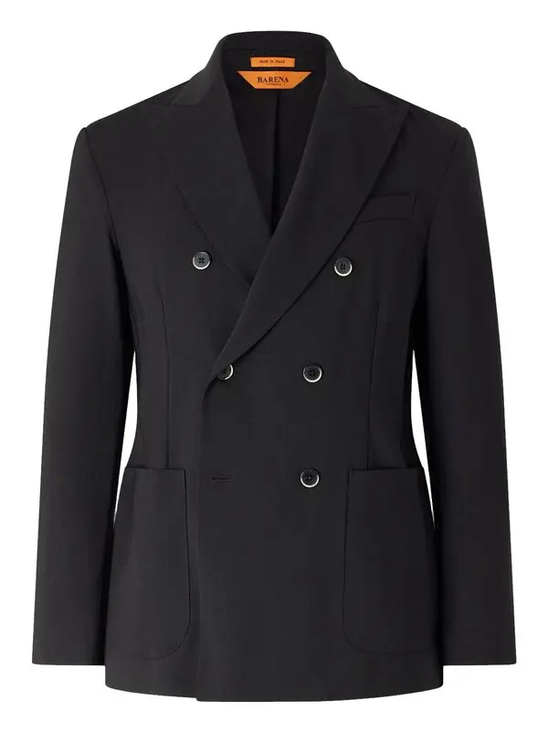 Barena Venezia Double-breasted Virgin Wool Suit Jacket - Black