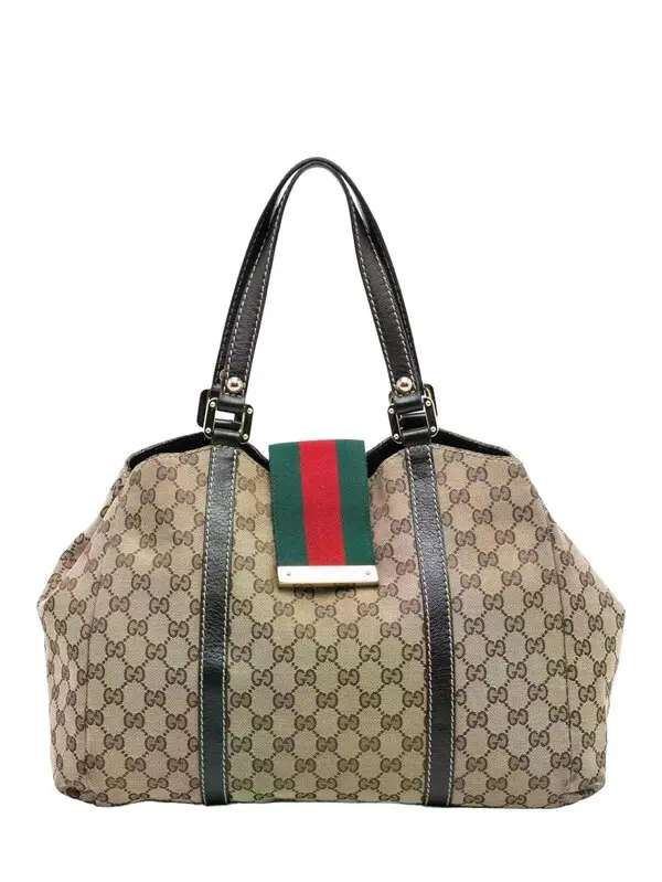 Gucci Gg Canvas Web Tote Bag - Brown