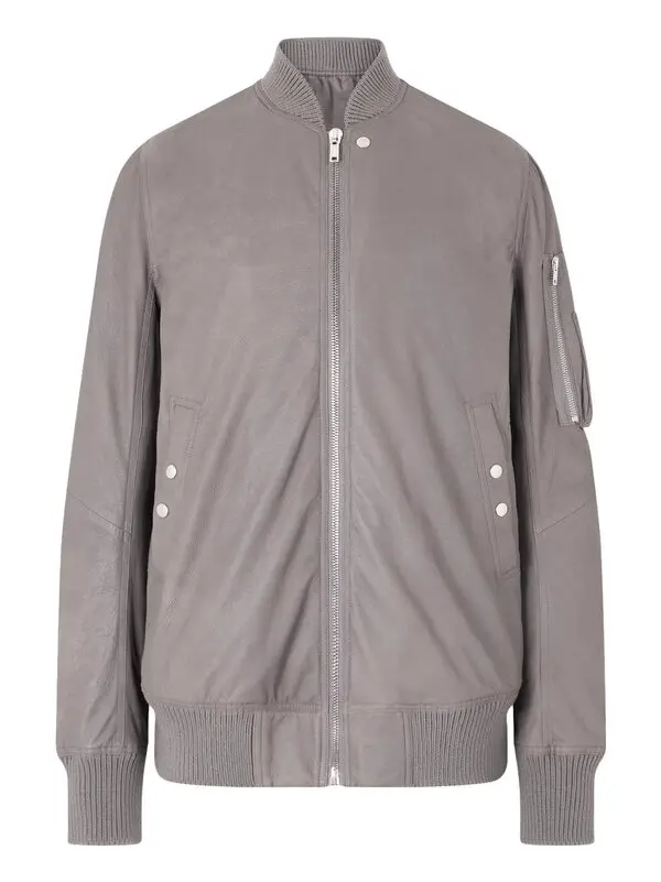 Rick Owens Leather Bomber Jacket - Gray