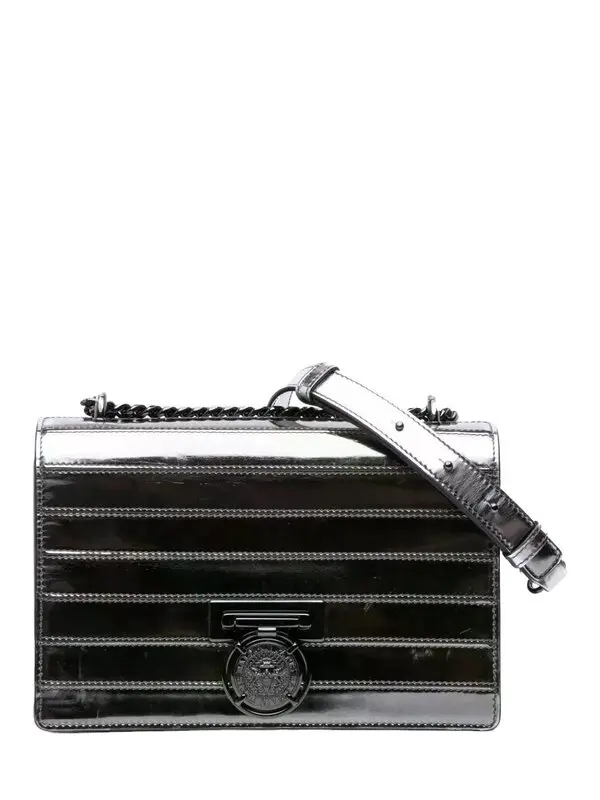 Balmain 2010-2025 Patent Mariniere Flap Crossbody Bag - Silver