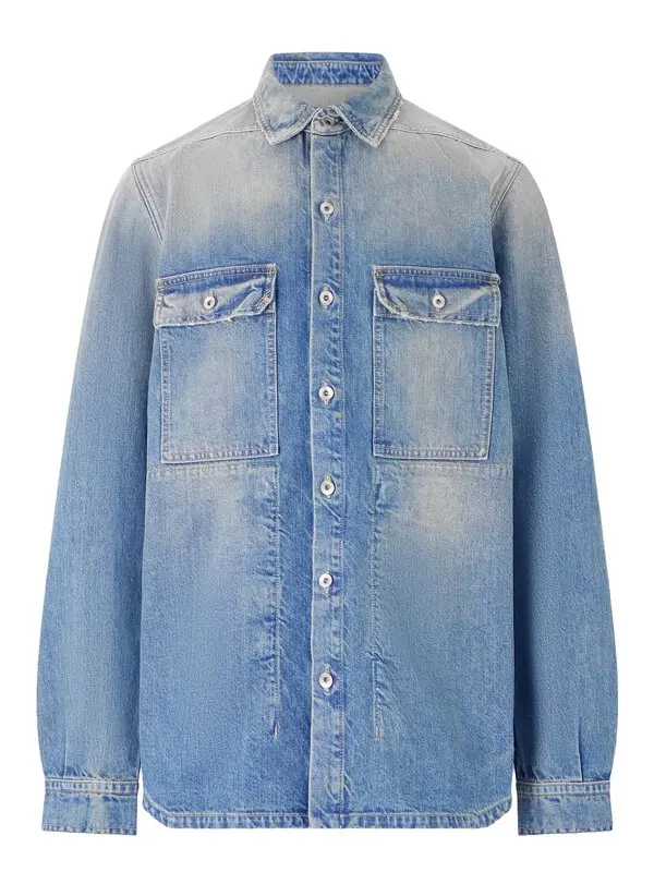 Rick Owens Distressed Denim Overshirt - Blue