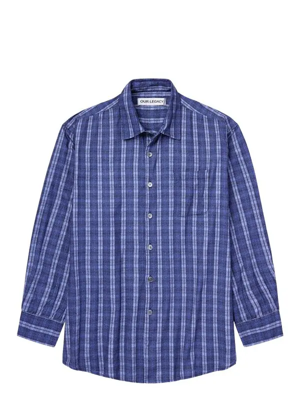 Our Legacy Borrowed Oversized Checked Cotton-flannel Shirt - Blue