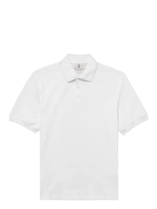Brunello Cucinelli Slim-fit Cotton-piqué Polo Shirt - White