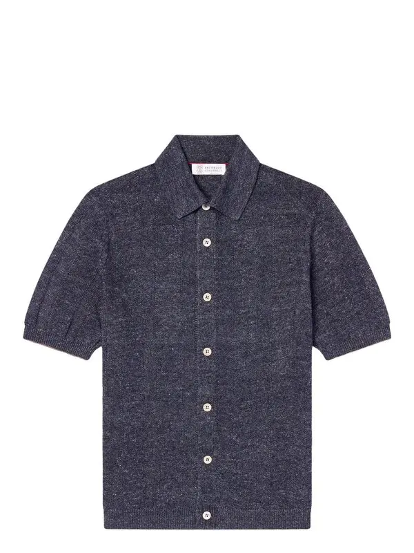 Brunello Cucinelli Linen And Cotton-blend Polo Shirt - Blue