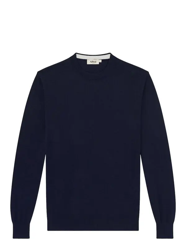 Altea Cotton And Cashmere-blend Crewneck Sweater - Blue