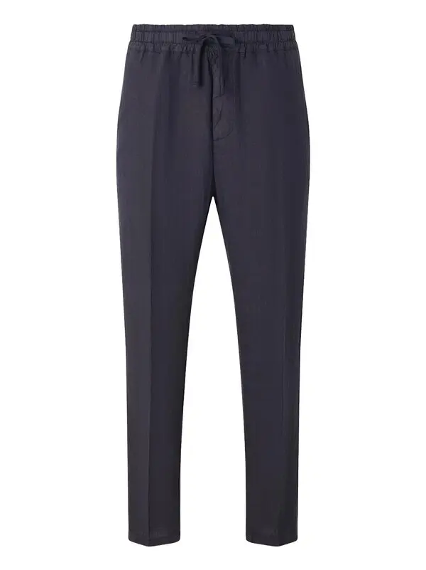 Altea Mattia Straight-leg Linen Trousers - Blue