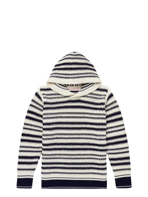 Orlebar Brown Kirk Striped Organic Cotton Hoodie - Black