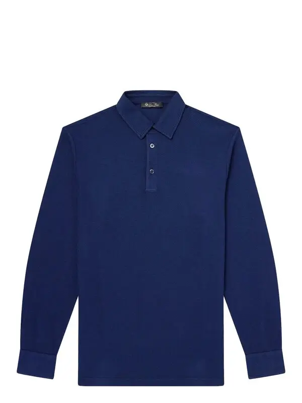 Loro Piana Cotton-piqué Polo Shirt - Blue