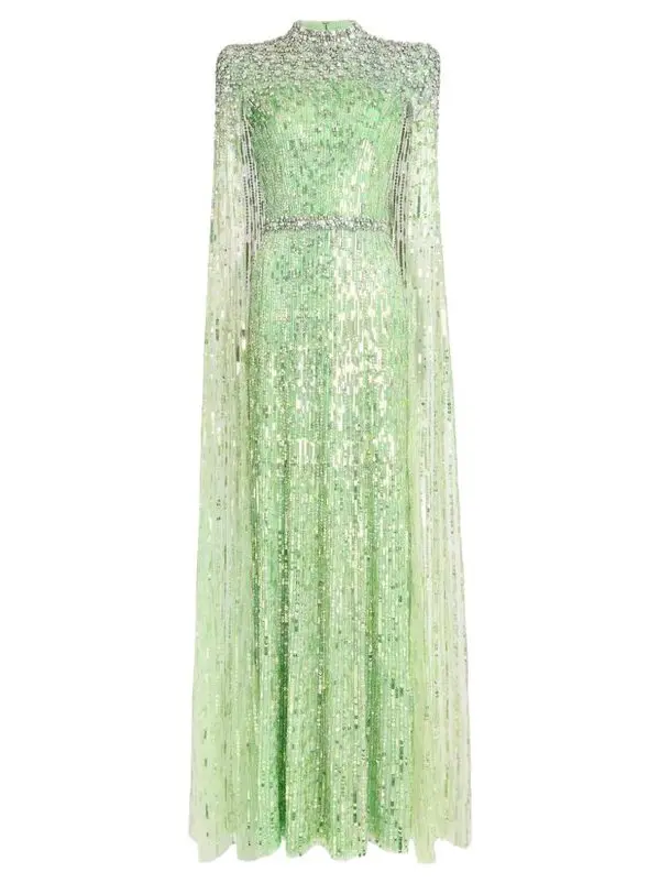 Jenny Packham Opera Embellished Maxi Dress - Green