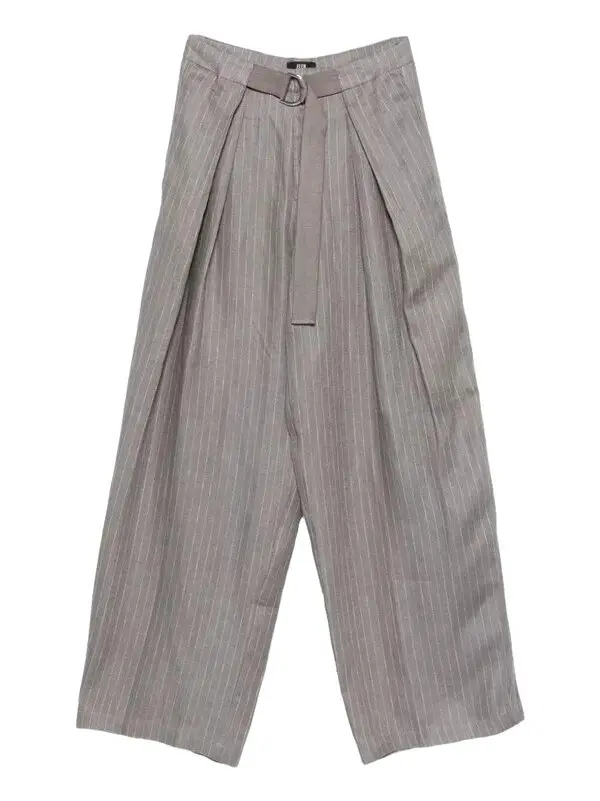 ELEH Pinstripe Wide Leg Trousers - Grey