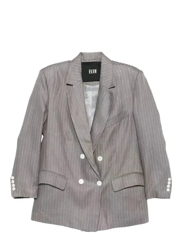 ELEH Pinstripe Double-breasted Blazer - Grey