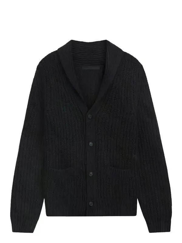 BOSS Ribbed Shawl-collar Cardigan - Blue