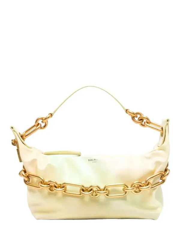 Balmain Leather Tote With Chain Detail - Yellow