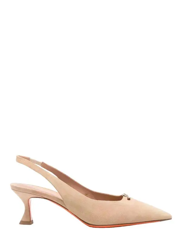 Santoni Suede Slingback Pumps - Neutrals