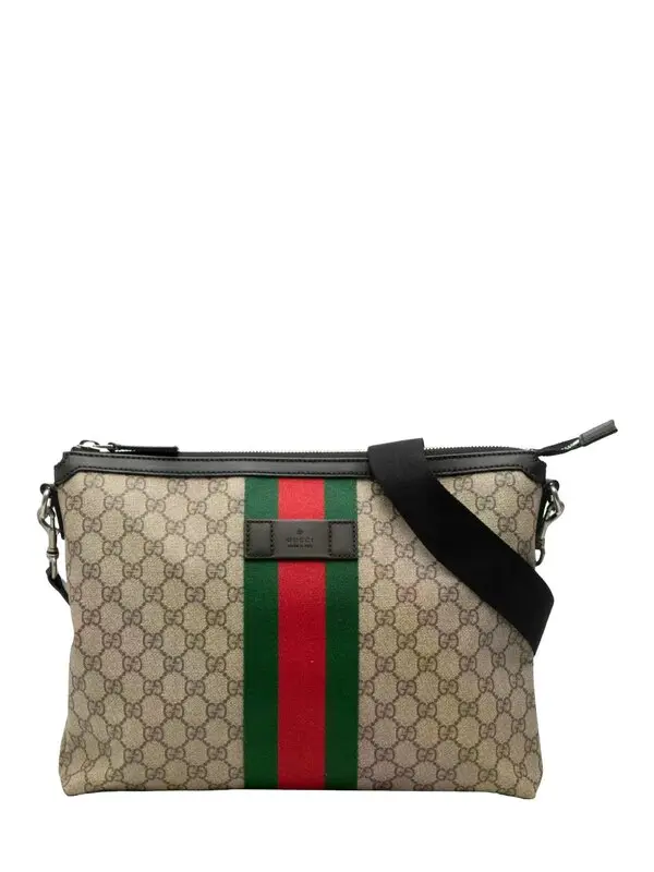 Gucci Gg Supreme Web Crossbody Bag - Brown