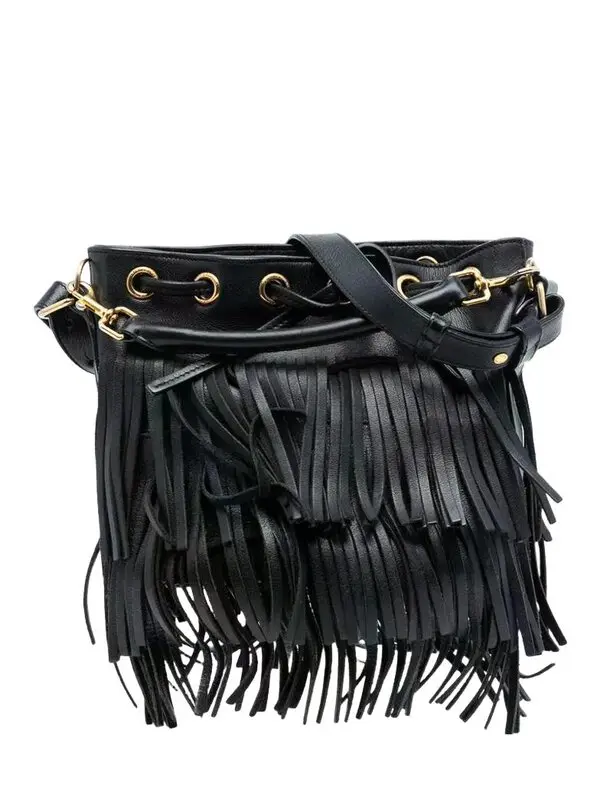 Saint Laurent Small Emmanuelle Fringe Bucket Bag Satchel - Black