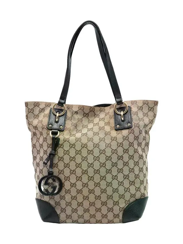 Gucci Gg Canvas Gg Charm Tote Bag - Brown