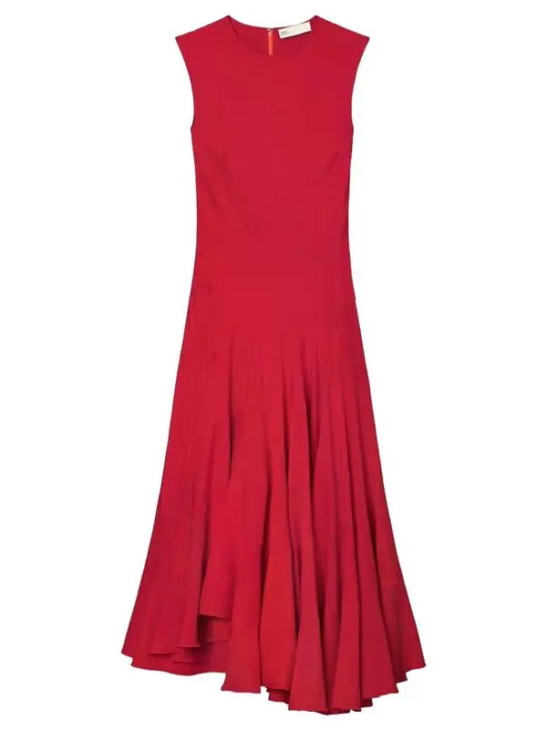 Tory Burch Flared Cotton-silk Dress - Red