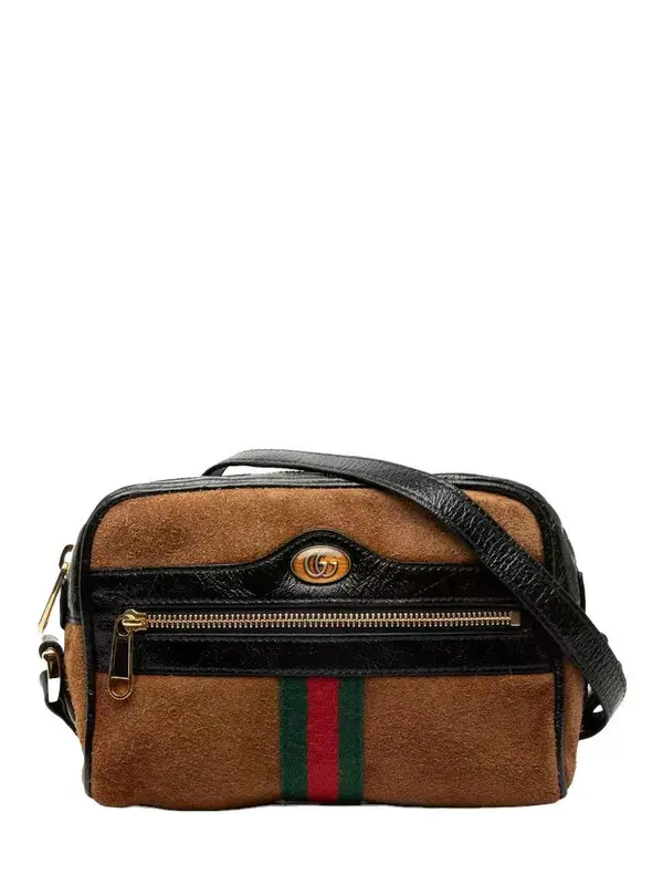 Gucci Mini Suede Ophidia Crossbody Bag - Brown
