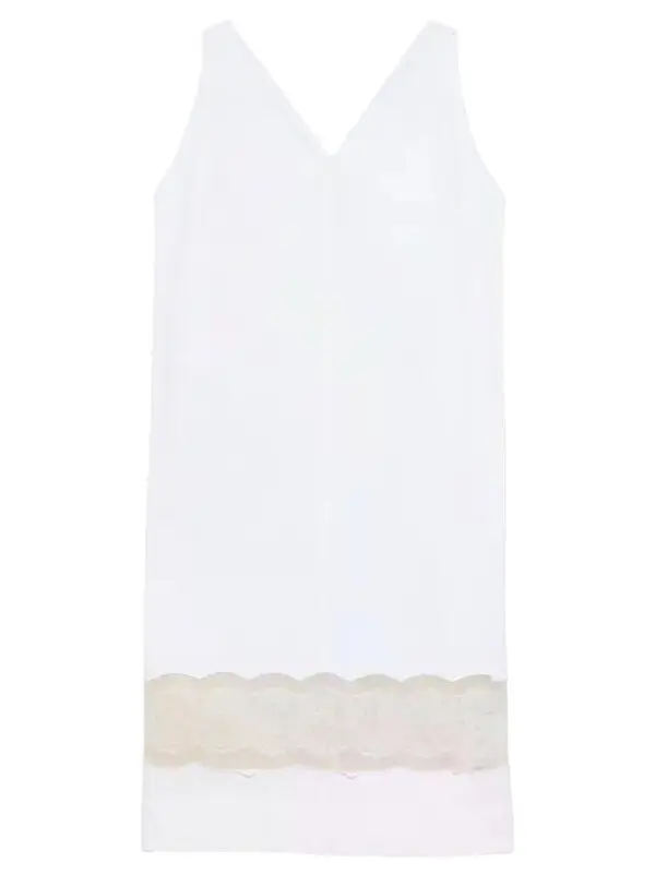Carven Lace-trimmed V-neck Midi Dress - White