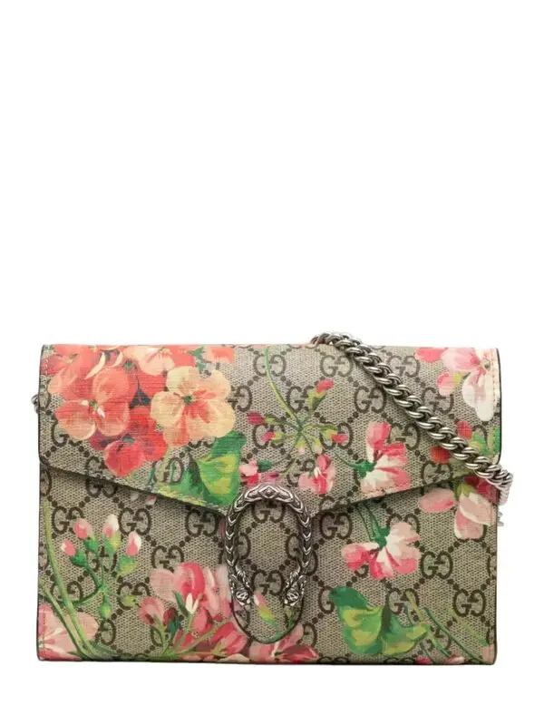 Gucci Gg Supreme Dionysus Blooms Chain Wallet - Brown