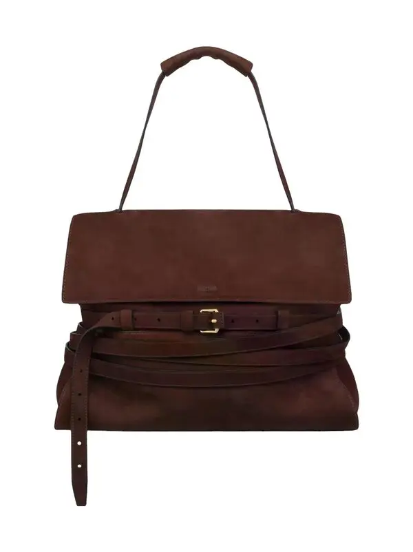 Moschino Tie Detailed Leather Hand Bag - Brown