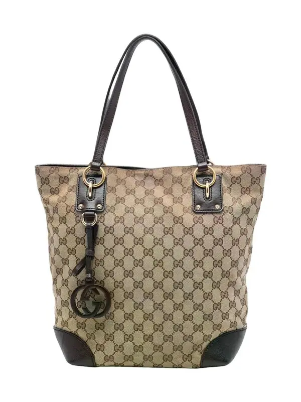 Gucci Gg Canvas Charm Tote - Brown