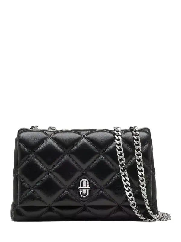 Marc Jacobs The Slim Quilted Leather Shoulder Bag With Dual-chain - Black